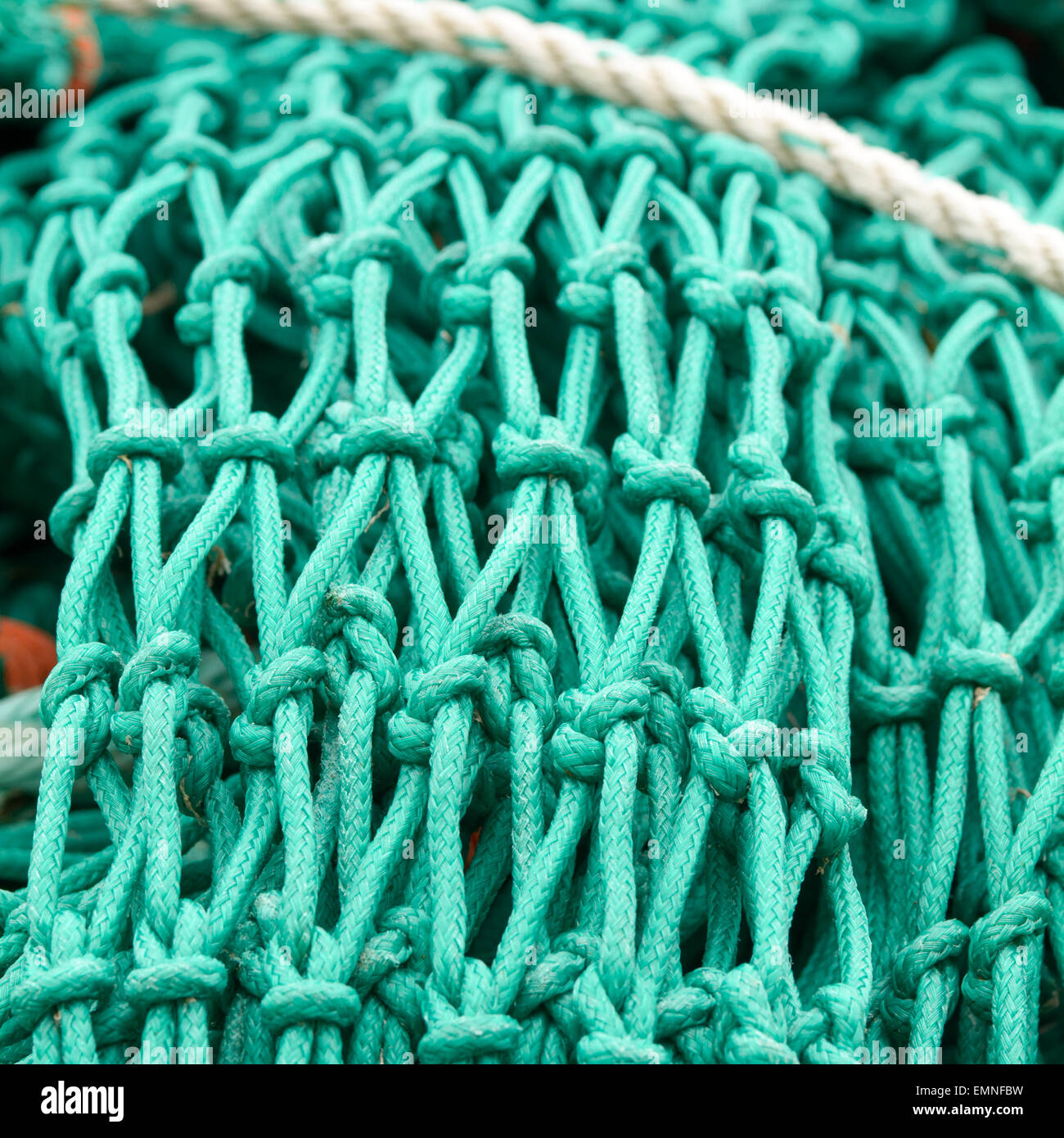 Trawler boat fishing net knot details on boat in Polperro, Cornwall ...