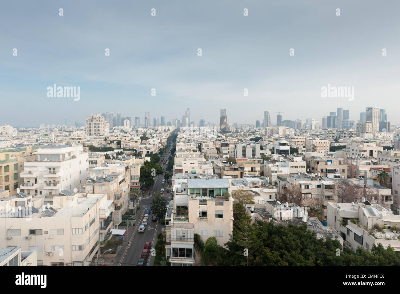 Cityscape of Tel Aviv, Israel, as seen next to Rehov Jabotinsky (street ...
