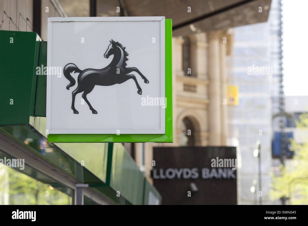 Lloyds Bank signage outside bank building in Leeds city centre Stock ...