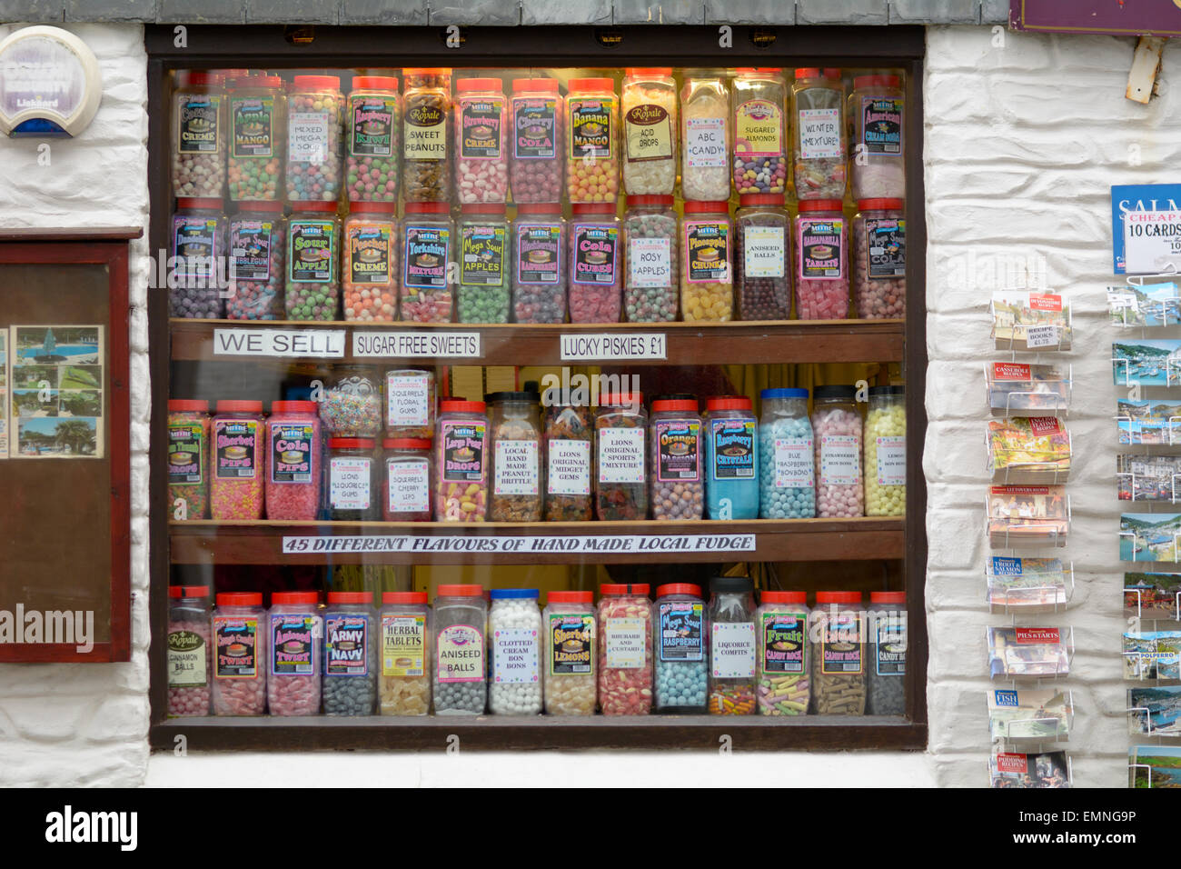 Cornish Goodness sweet shop window display with lots of sweet jars in ...