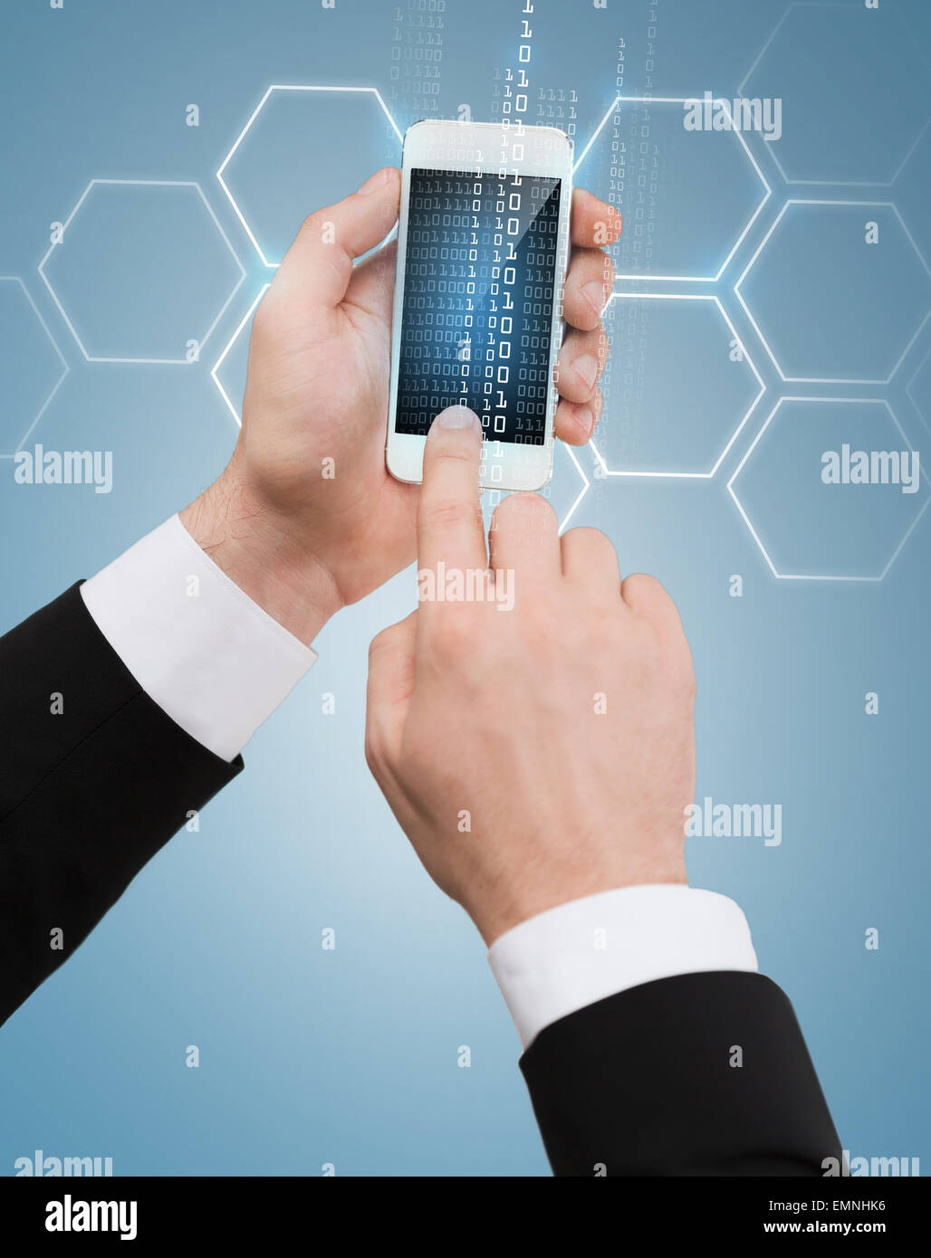 businessman touching screen of smartphone Stock Photo - Alamy