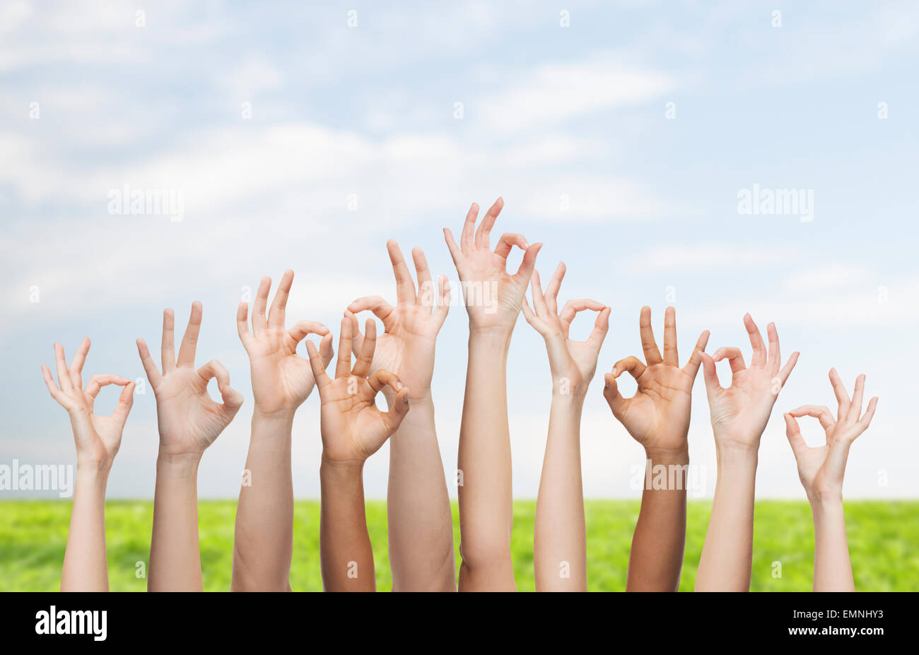human hands showing ok sign Stock Photo - Alamy