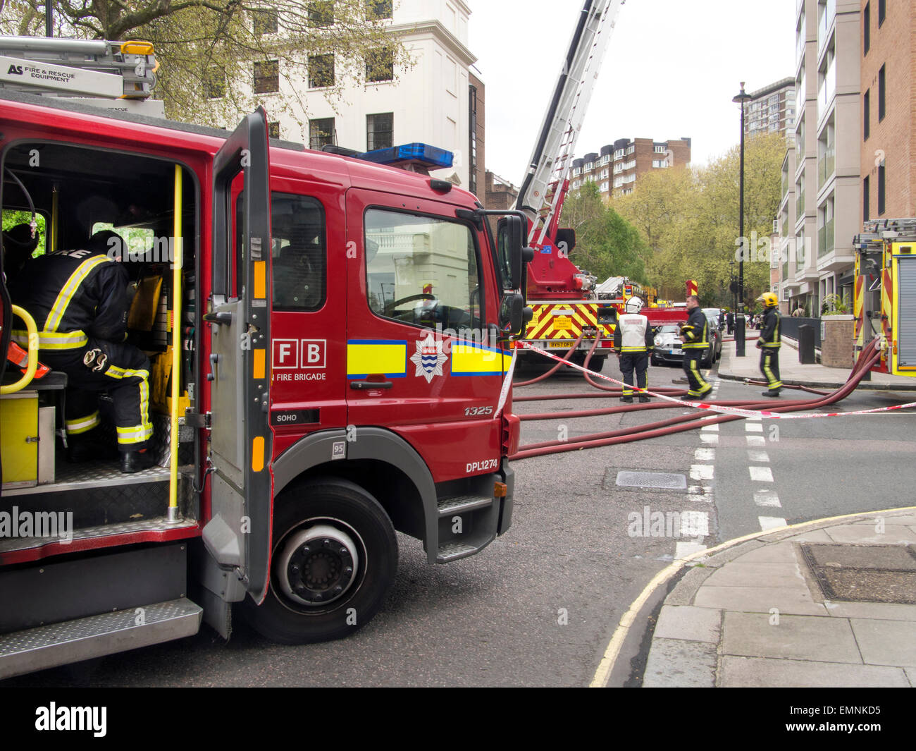 London, UK. 22nd April, 2015. London Fire Brigade fire appliances ...