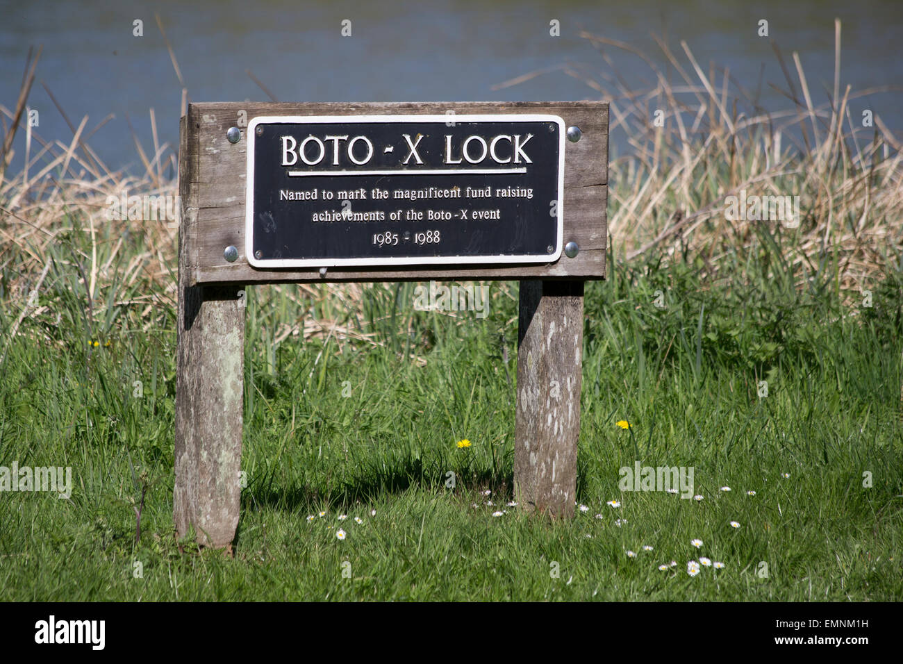 Wooden notice sign indication lock canal waterside waterway donated ...