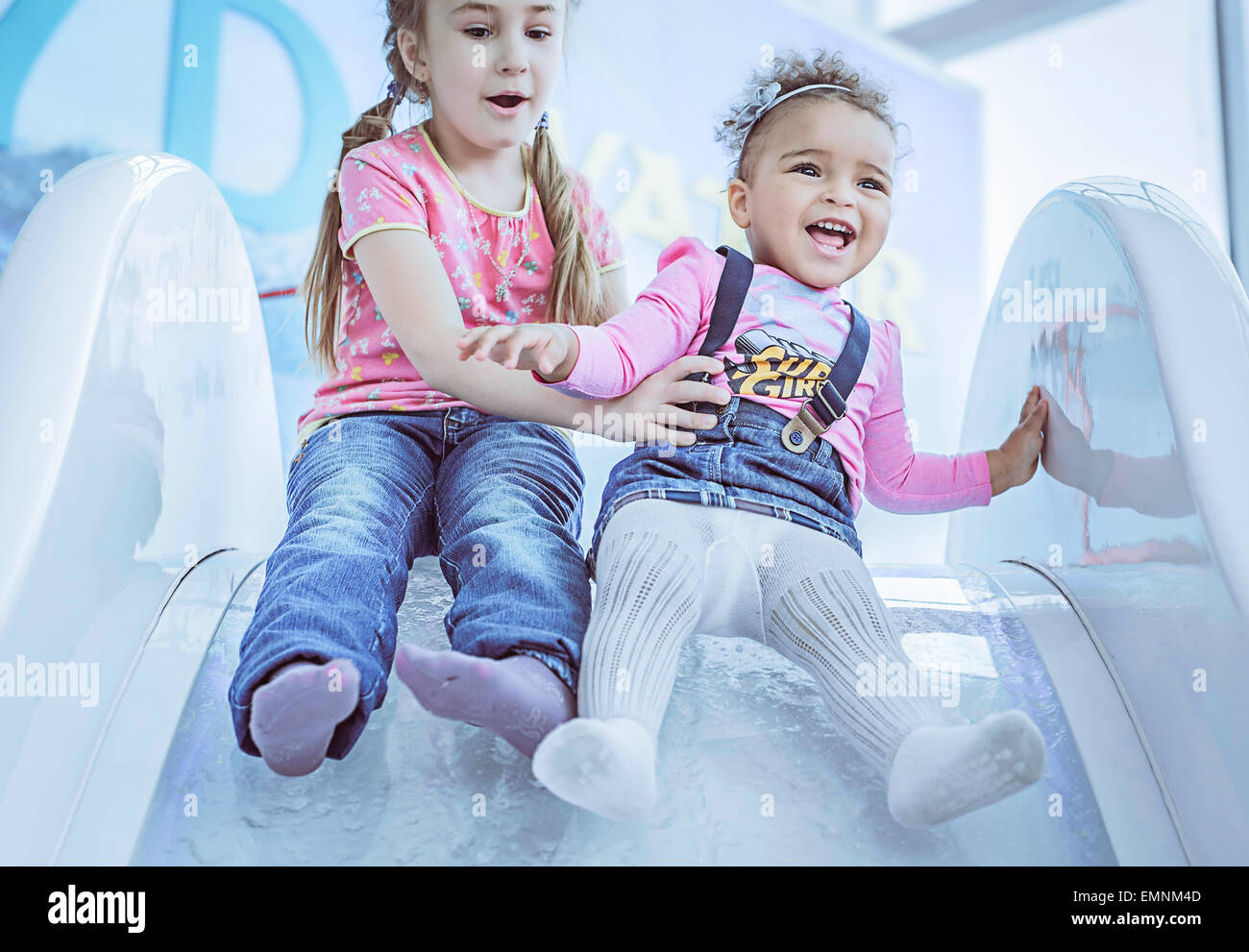 Group Of Young Friends playing on the playground Stock Photo - Alamy