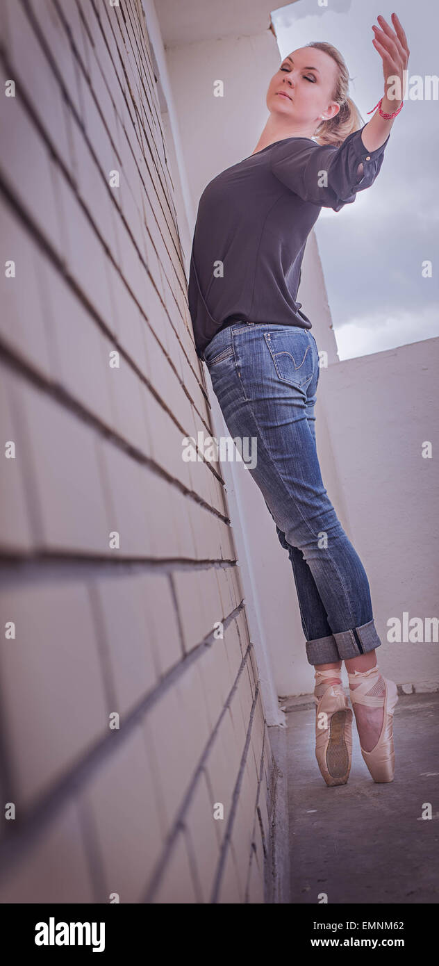 ballerina standing with her ballet pointe shoes outdoor Stock Photo - Alamy