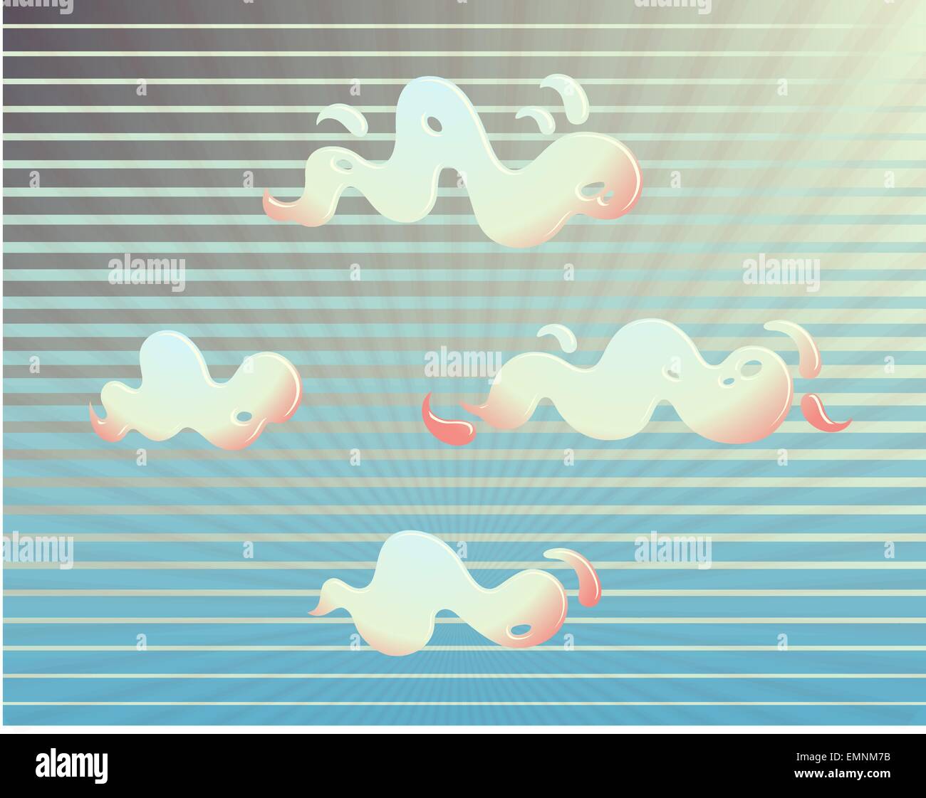 Wavy clouds in the sky. EPS 10 vector. Transparency, blending modes ...