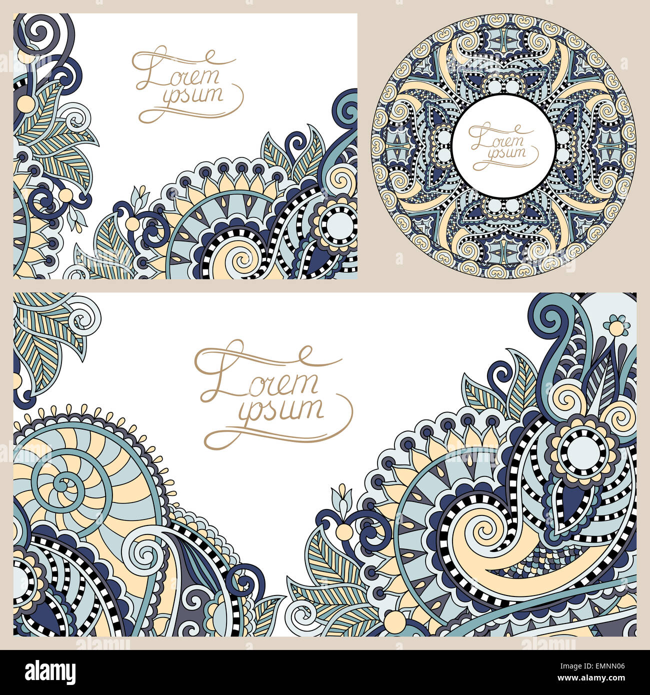 set of floral decorative background, template frame design Stock Photo ...