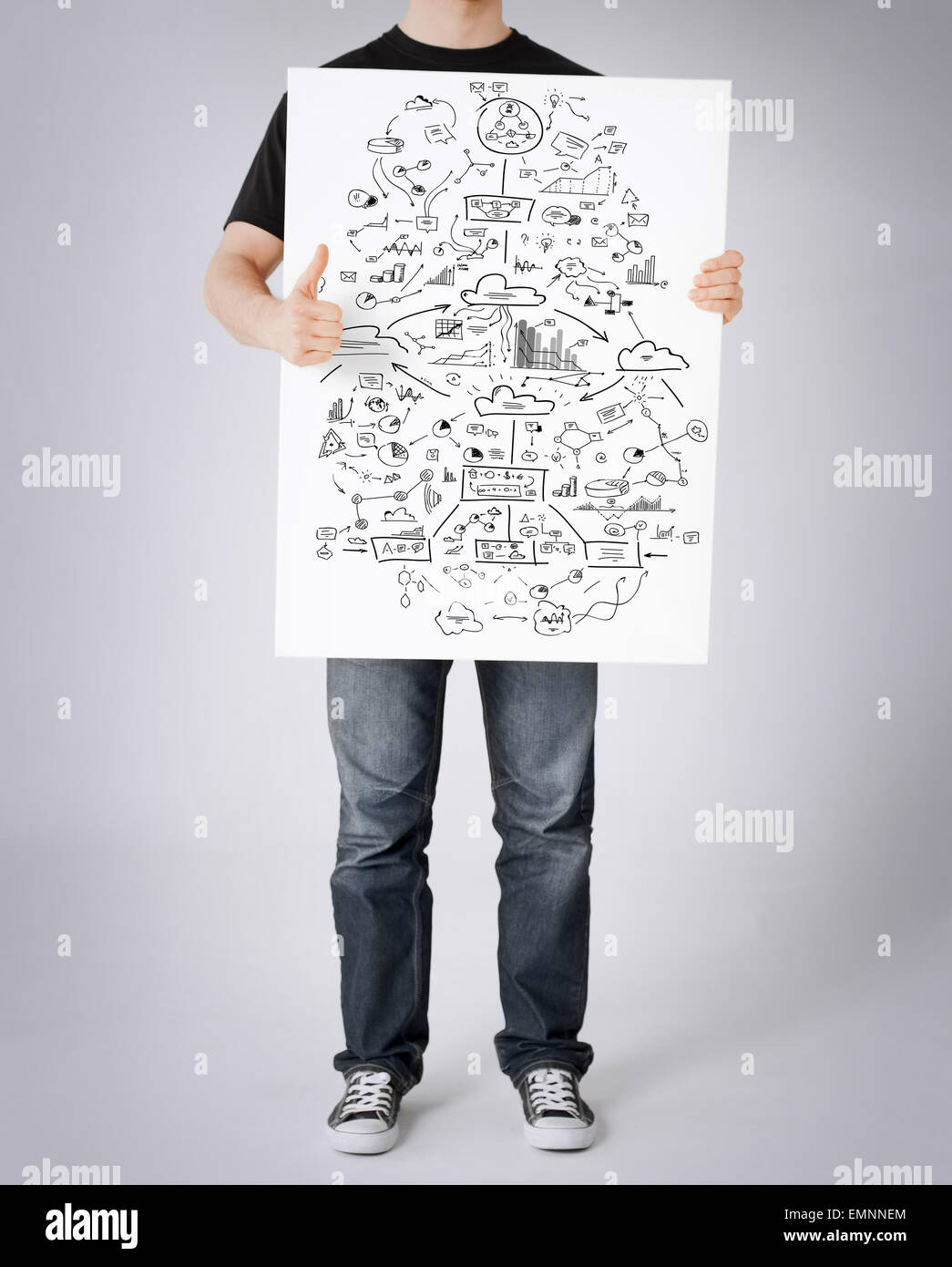 man showing big plan on white board and thumbs up Stock Photo - Alamy
