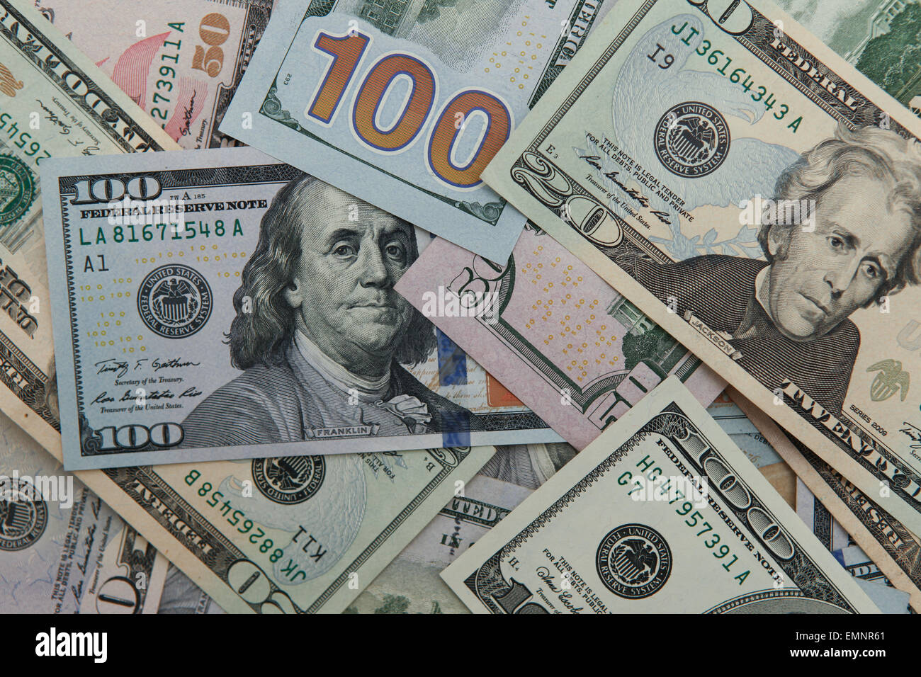 American Dollar notes background including the new blue notes Stock ...