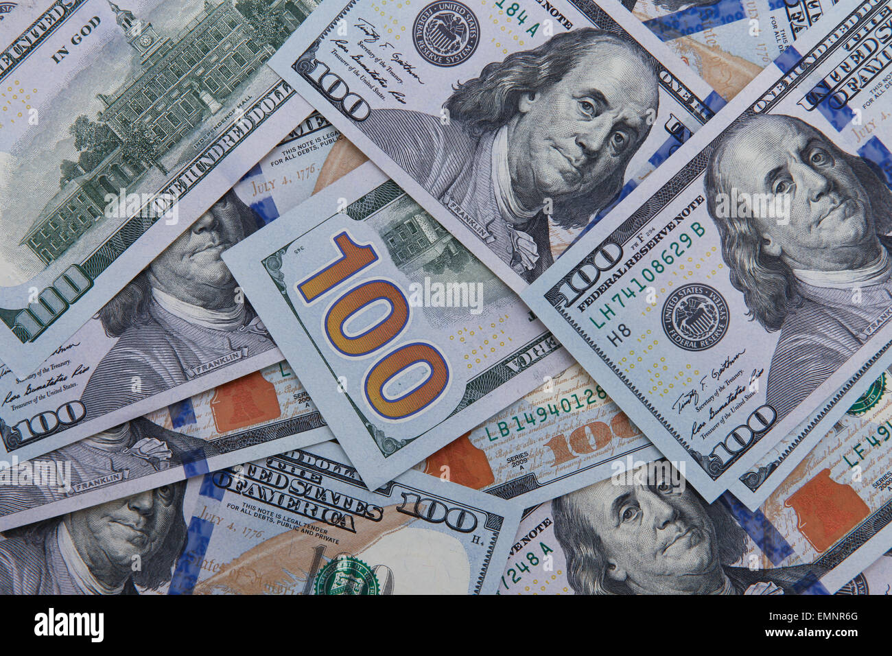 American Dollar notes background including the new blue notes Stock ...
