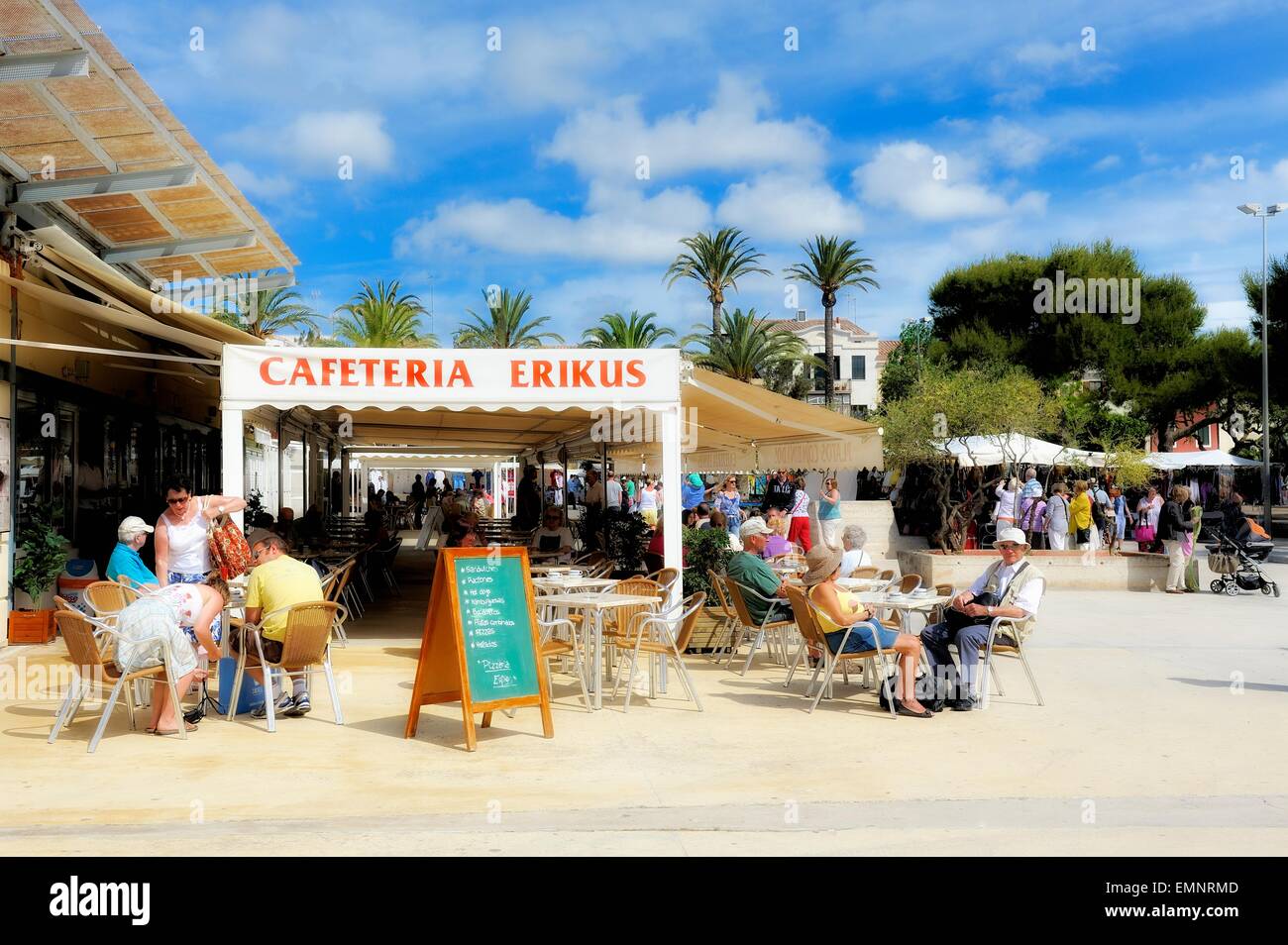 An outdoor cafe in Mahon,Menorca,Balearic islands Spain Stock Photo - Alamy