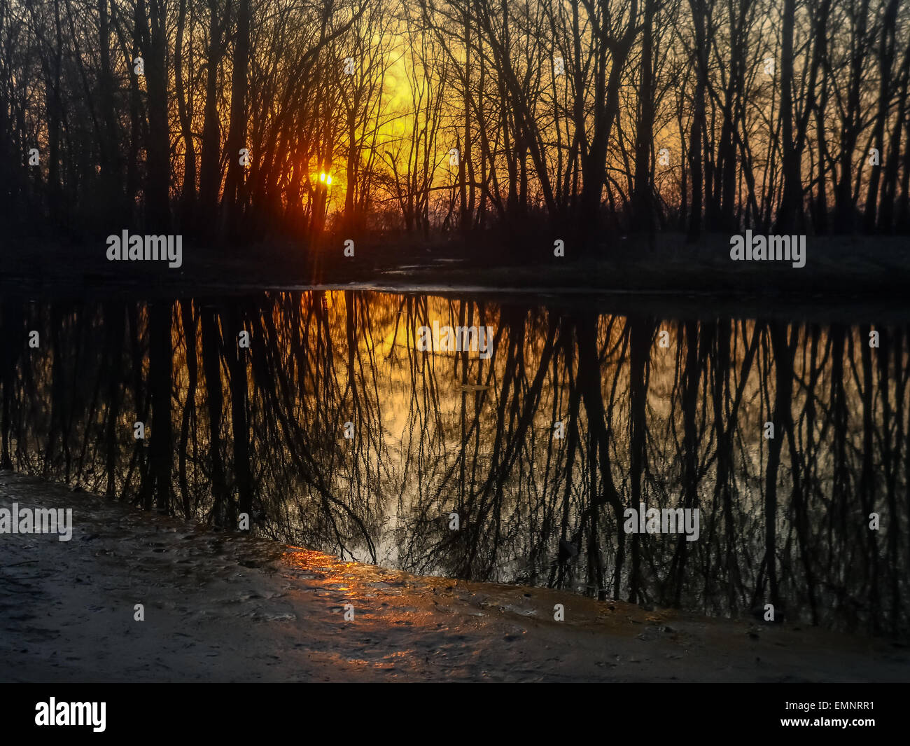 evening scene on river Stock Photo - Alamy