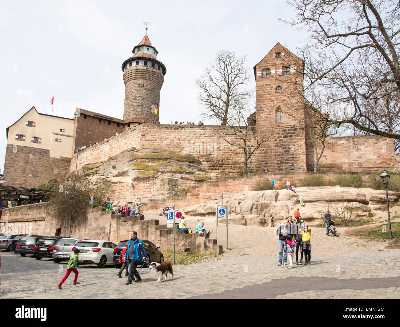 NUERNBERG, GERMANY - APRIL 9: Tourist at the Kaiserburg in Nuernberg ...