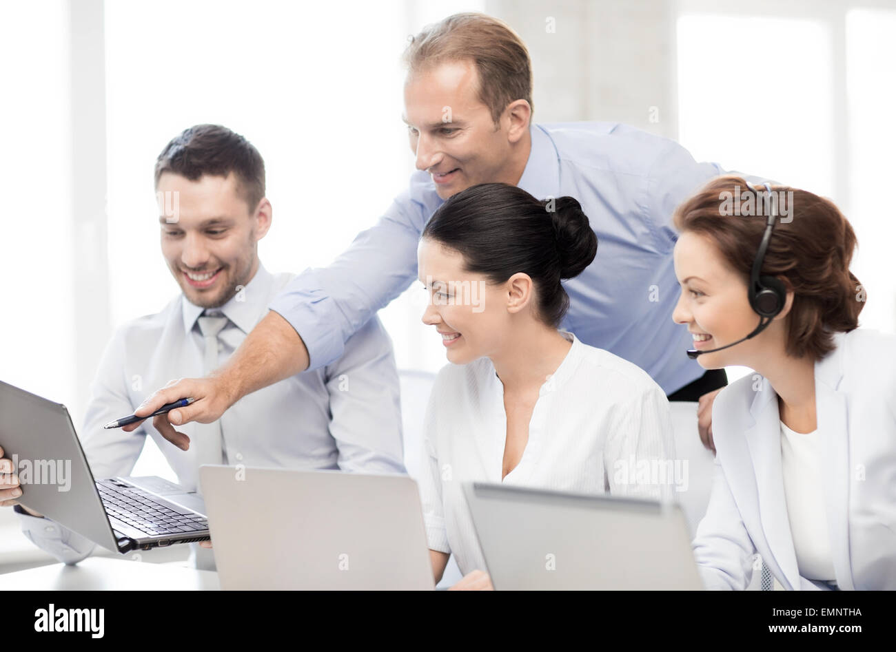 group of people working in call center Stock Photo - Alamy