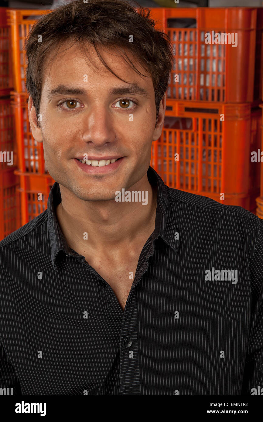 Man in the laundry Stock Photo - Alamy