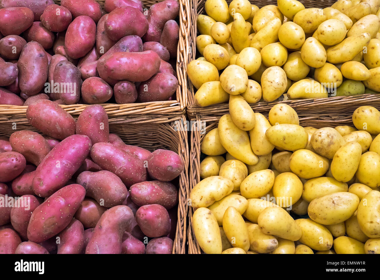 Different potatoes for sale seen at a market Stock Photo - Alamy