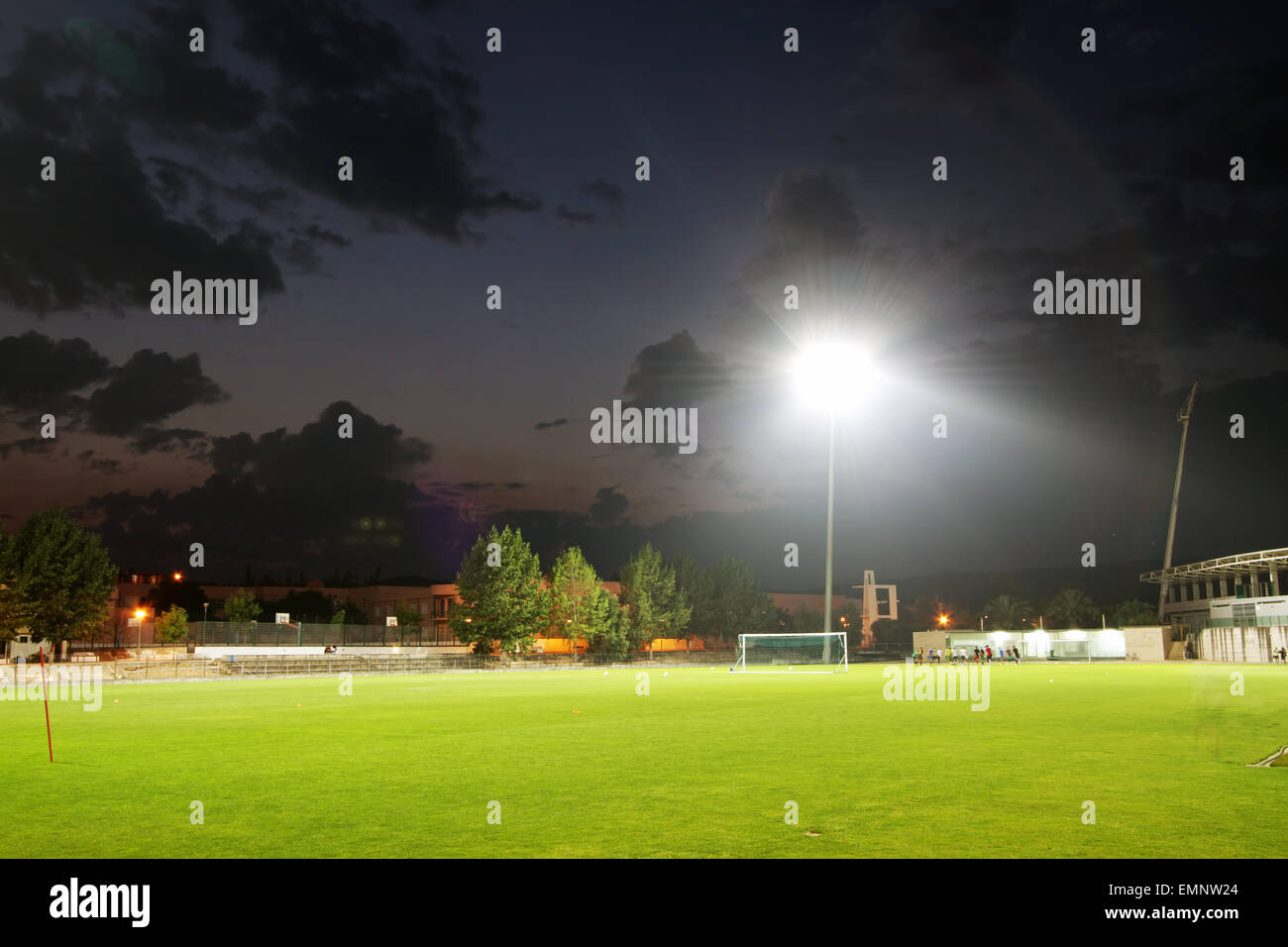 European Football / Soccer Training Field at Night in Portugal Stock ...