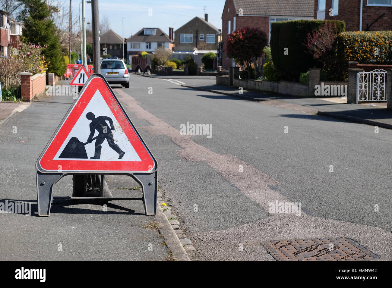road works sign Stock Photo - Alamy