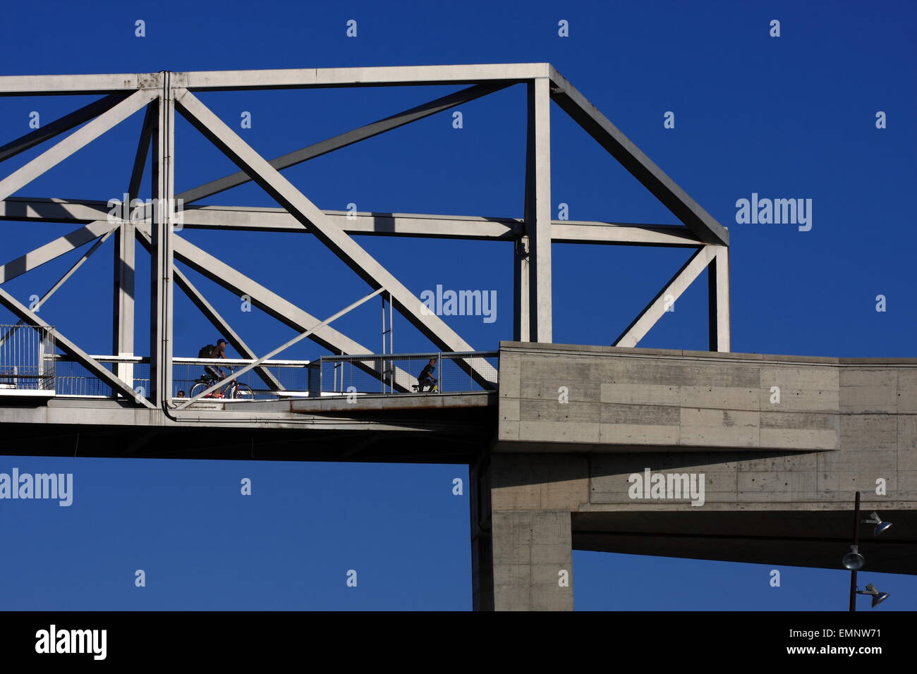 Pedestrian bridge in Barcelona, Catalunya, Spain, August 2014 Stock ...