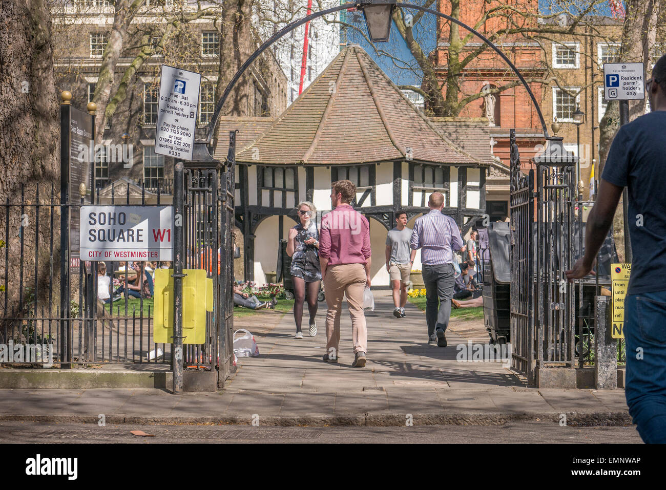 An entrance to Soho Square, London, a popular lunchtime venue for ...