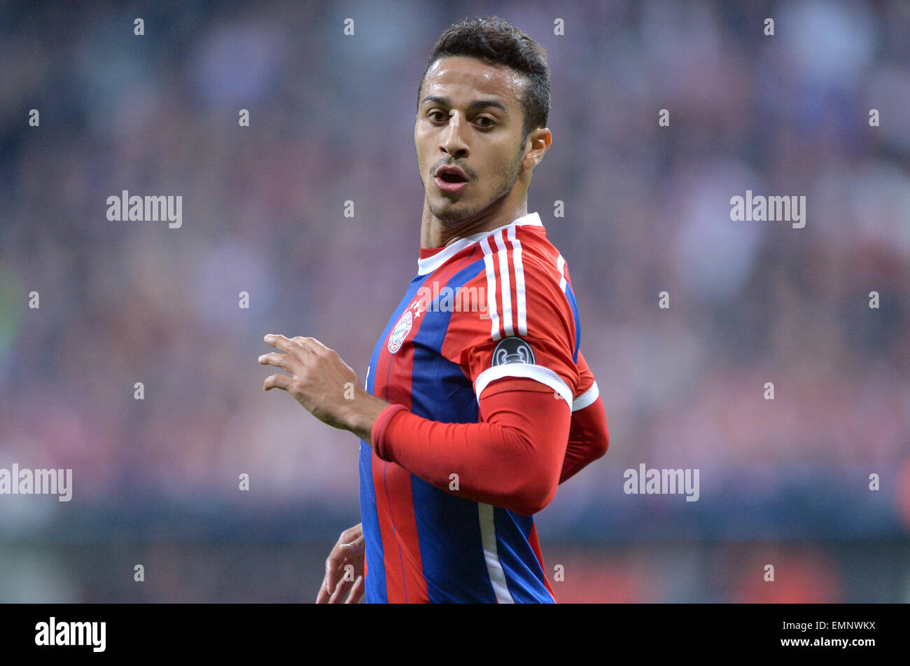 Munich's Thiago Alcantara in action during the Champions League quarter ...