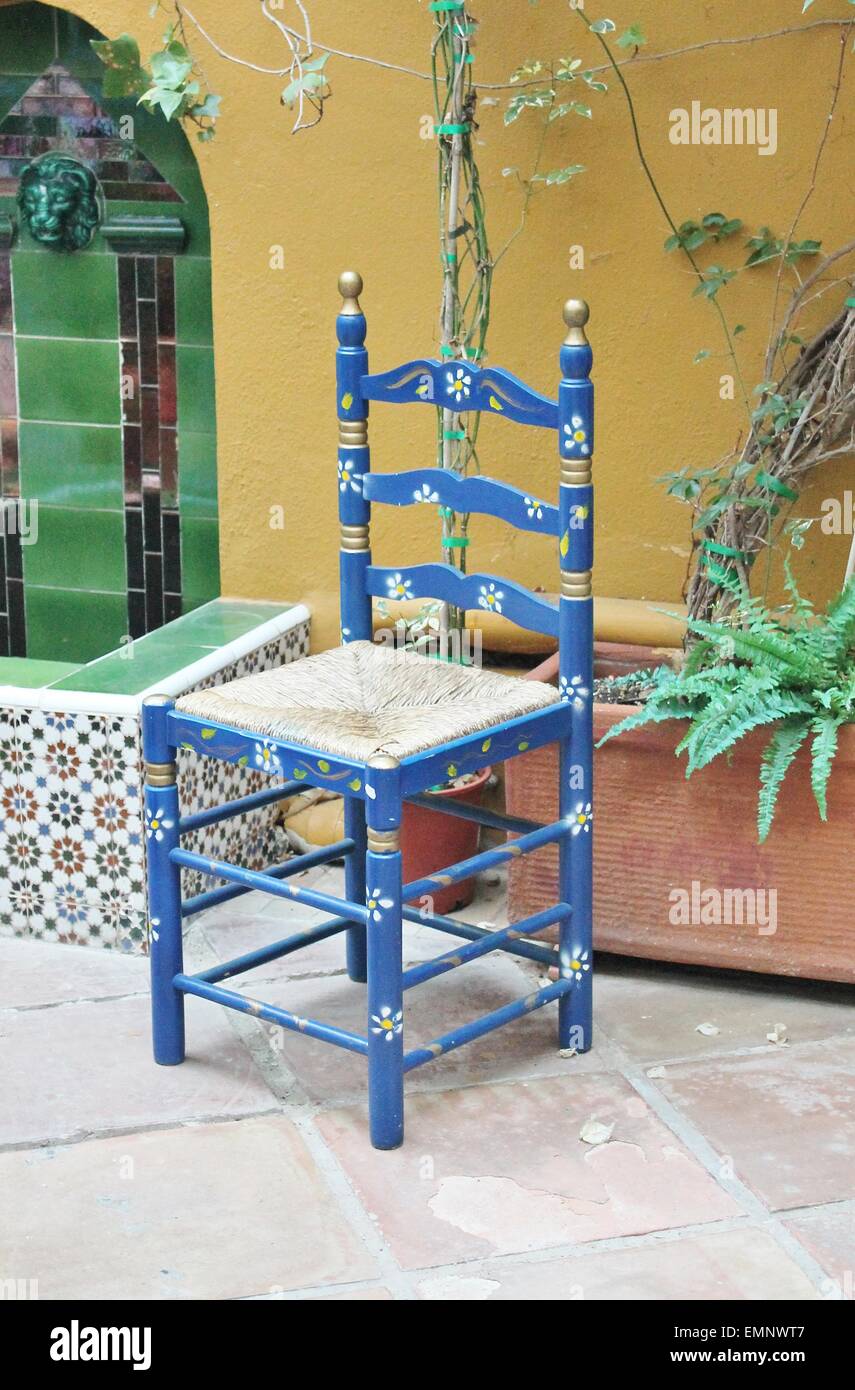 Spanish Andalusian red rocking chair painted and decorated in a ...