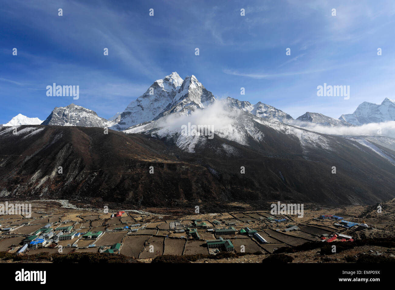 The Dingboche Pass and Dingboche village, Everest base camp trek ...