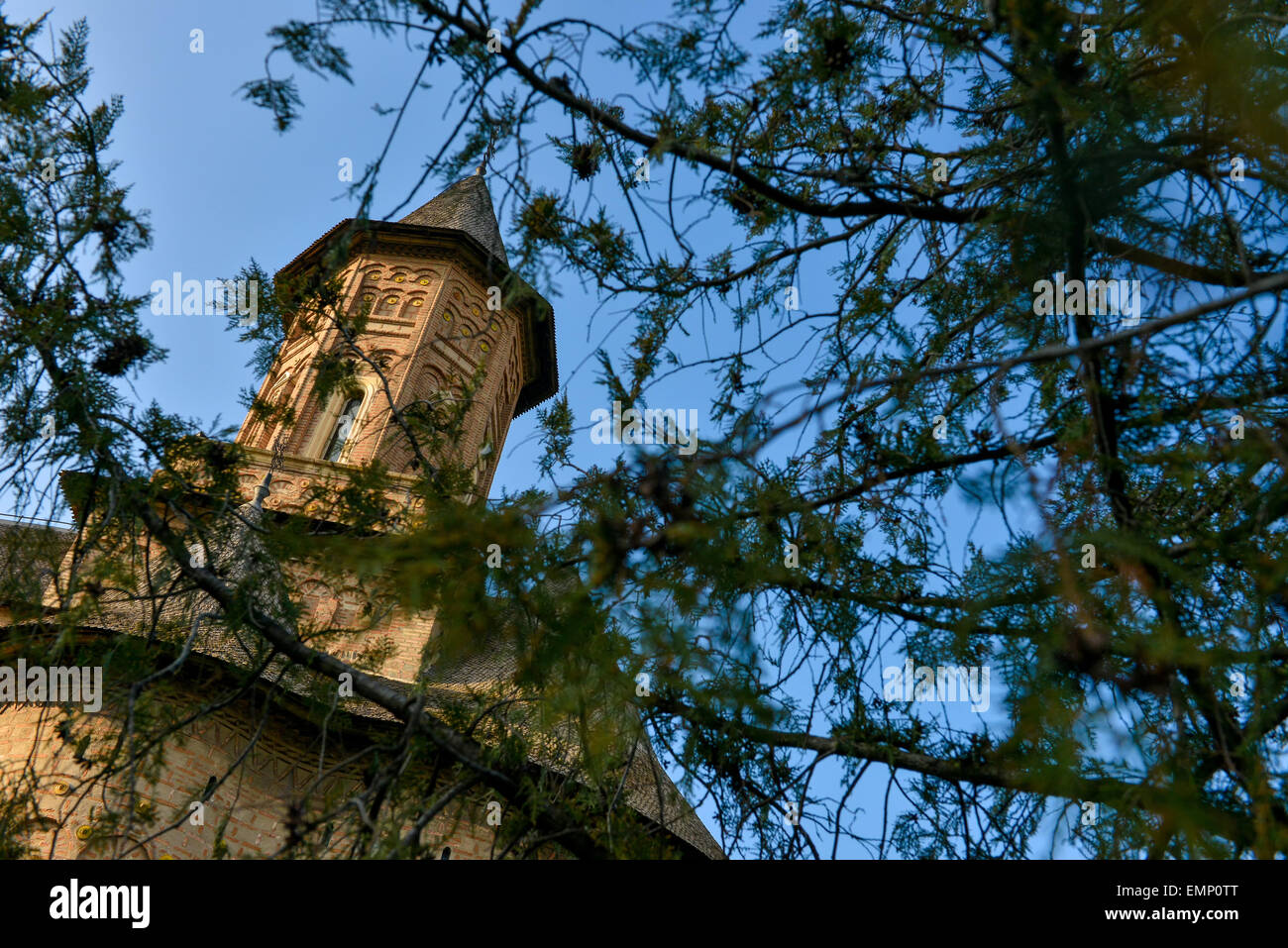 Amazing tower of an old church Stock Photo - Alamy