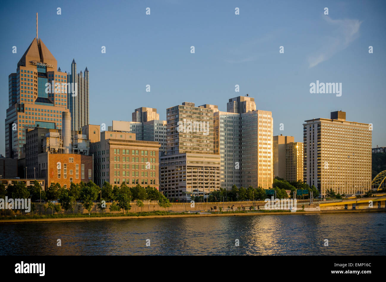Pittsburgh Pennsylvania Downtown Skyline Buildings at Sunset. View from ...