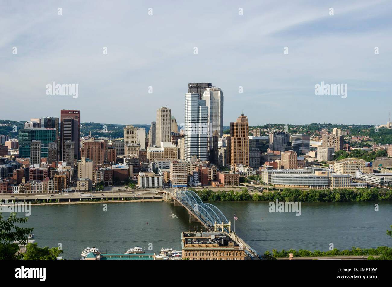 Pittsburgh Pennsylvania Downtown Skyline Buildings at Sunset. View from ...