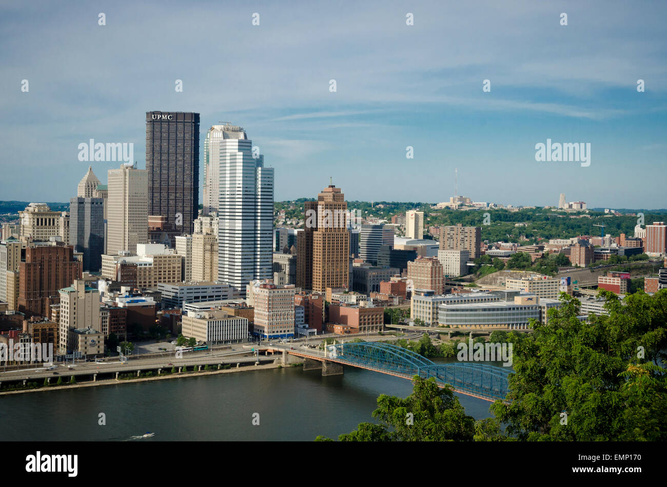 Pittsburgh Pennsylvania Downtown Skyline Buildings at Sunset. View from ...