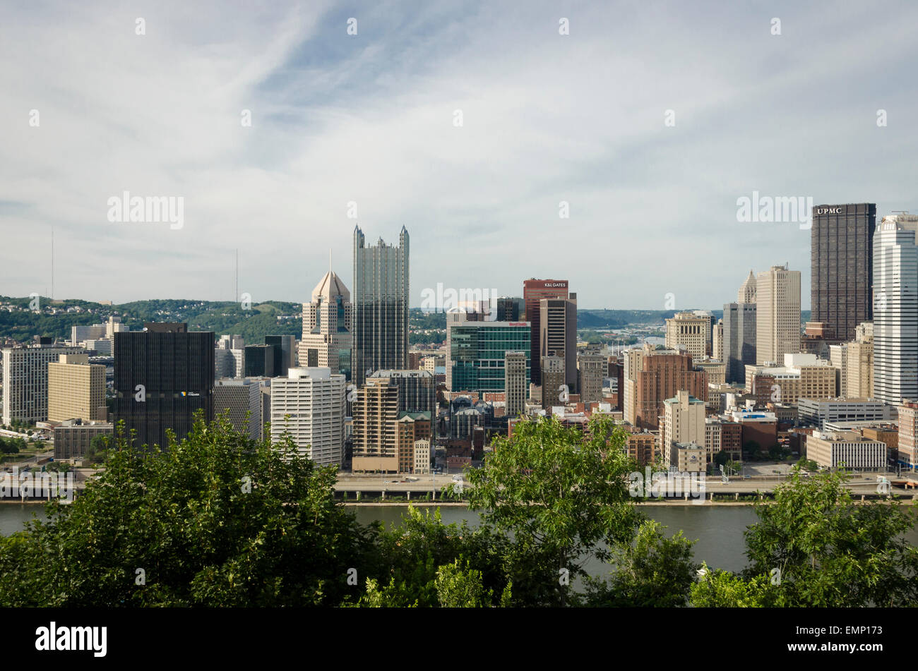 Pittsburgh Pennsylvania Downtown Skyline Buildings at Sunset. View from ...