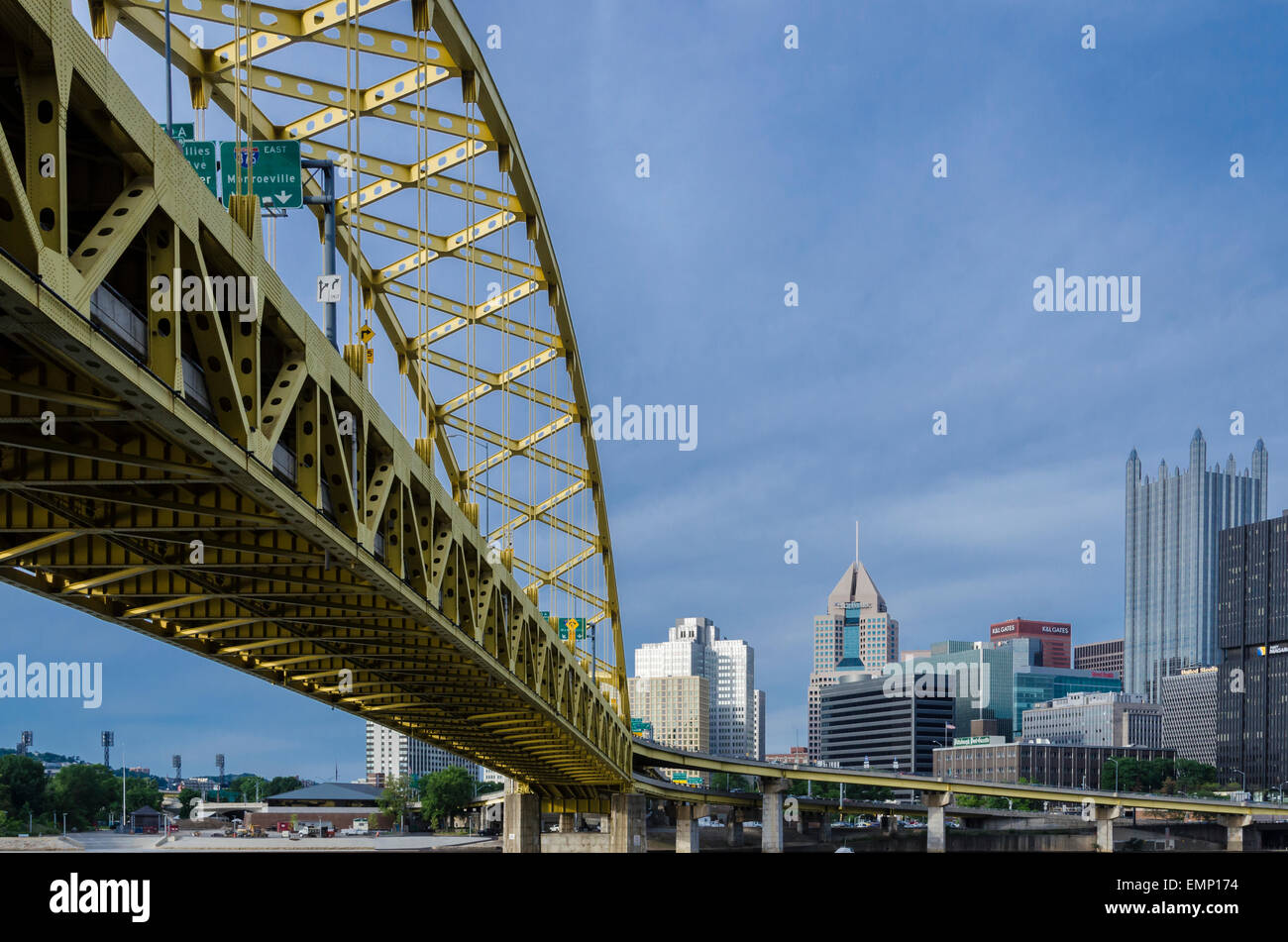 Pittsburgh Pennsylvania Fort Pitt Bridge connecting north & south ...