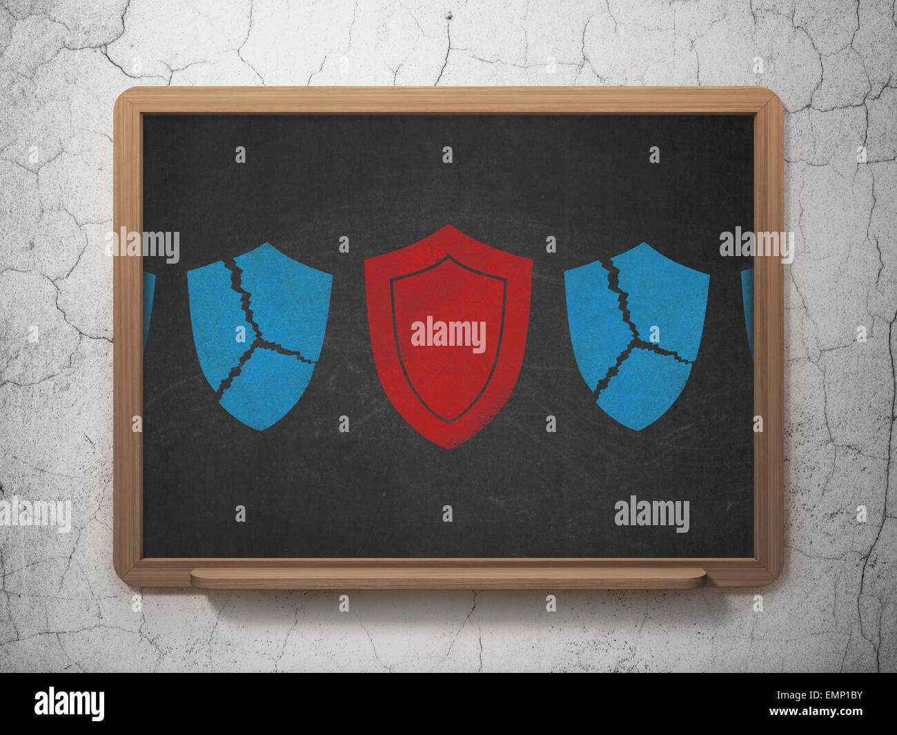 Security concept: shield icon on School Board background Stock Photo ...