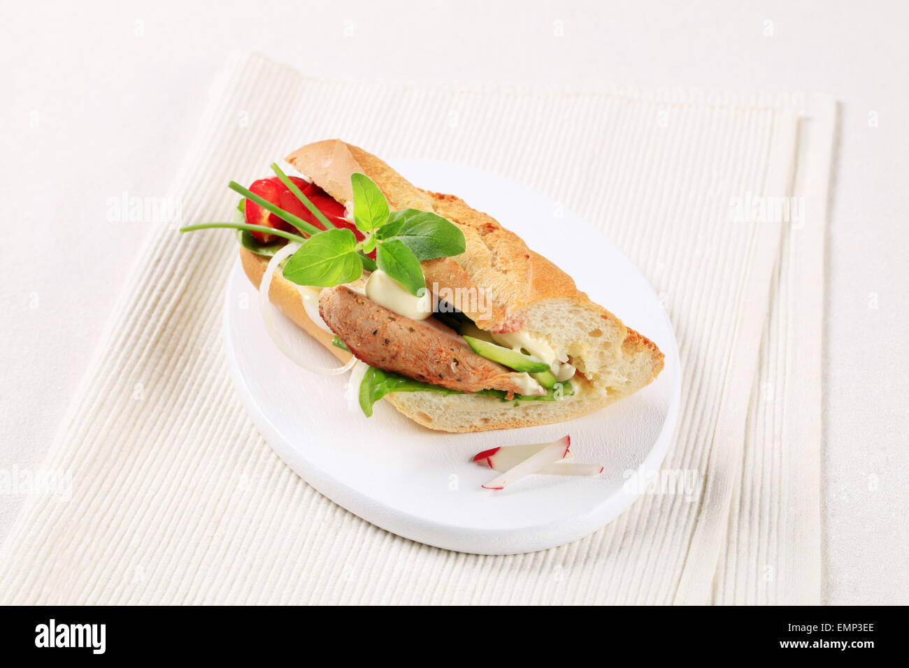 Grilled pork and vegetable sub sandwich Stock Photo - Alamy