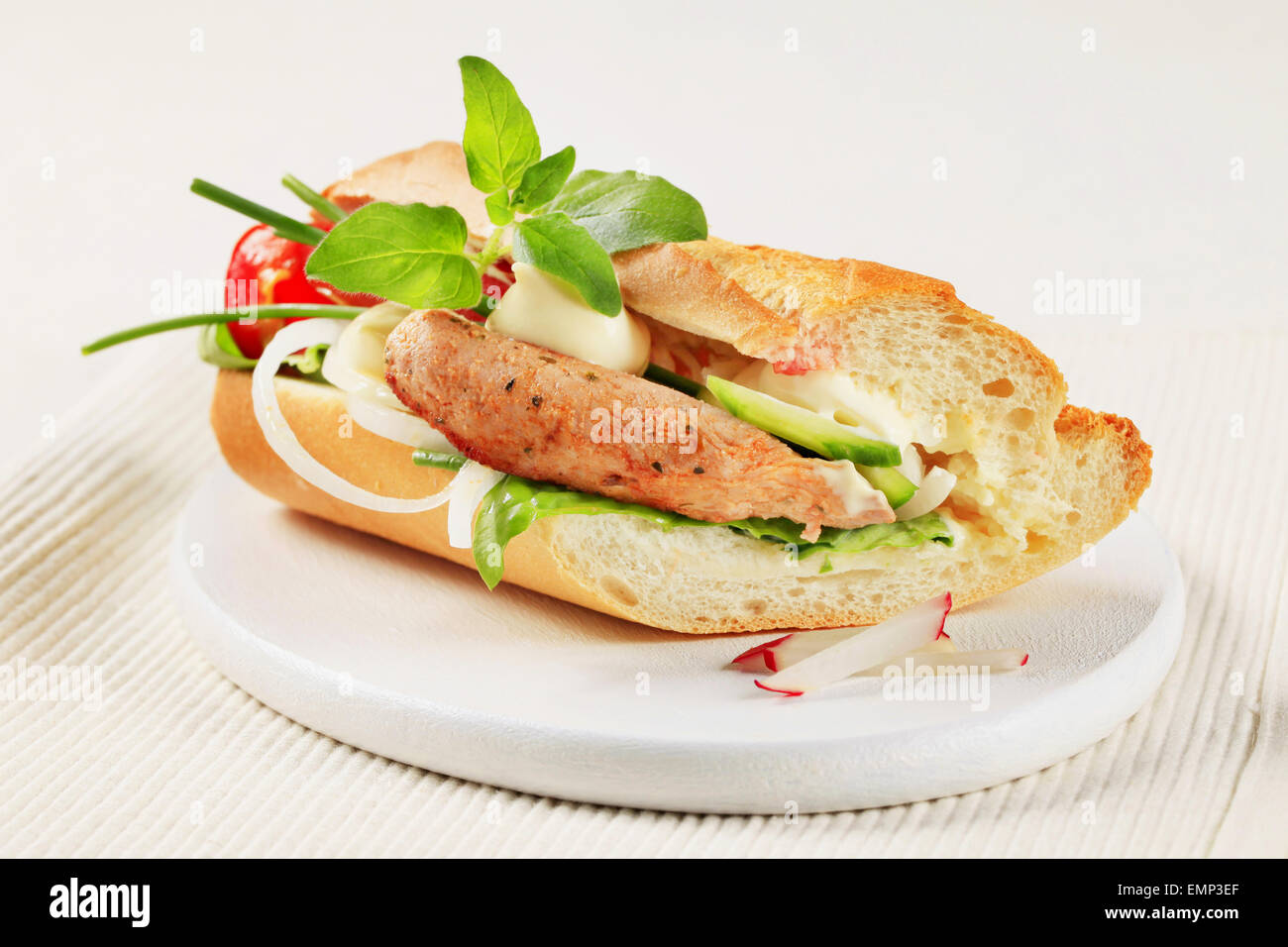 Grilled pork and vegetable sub sandwich Stock Photo - Alamy