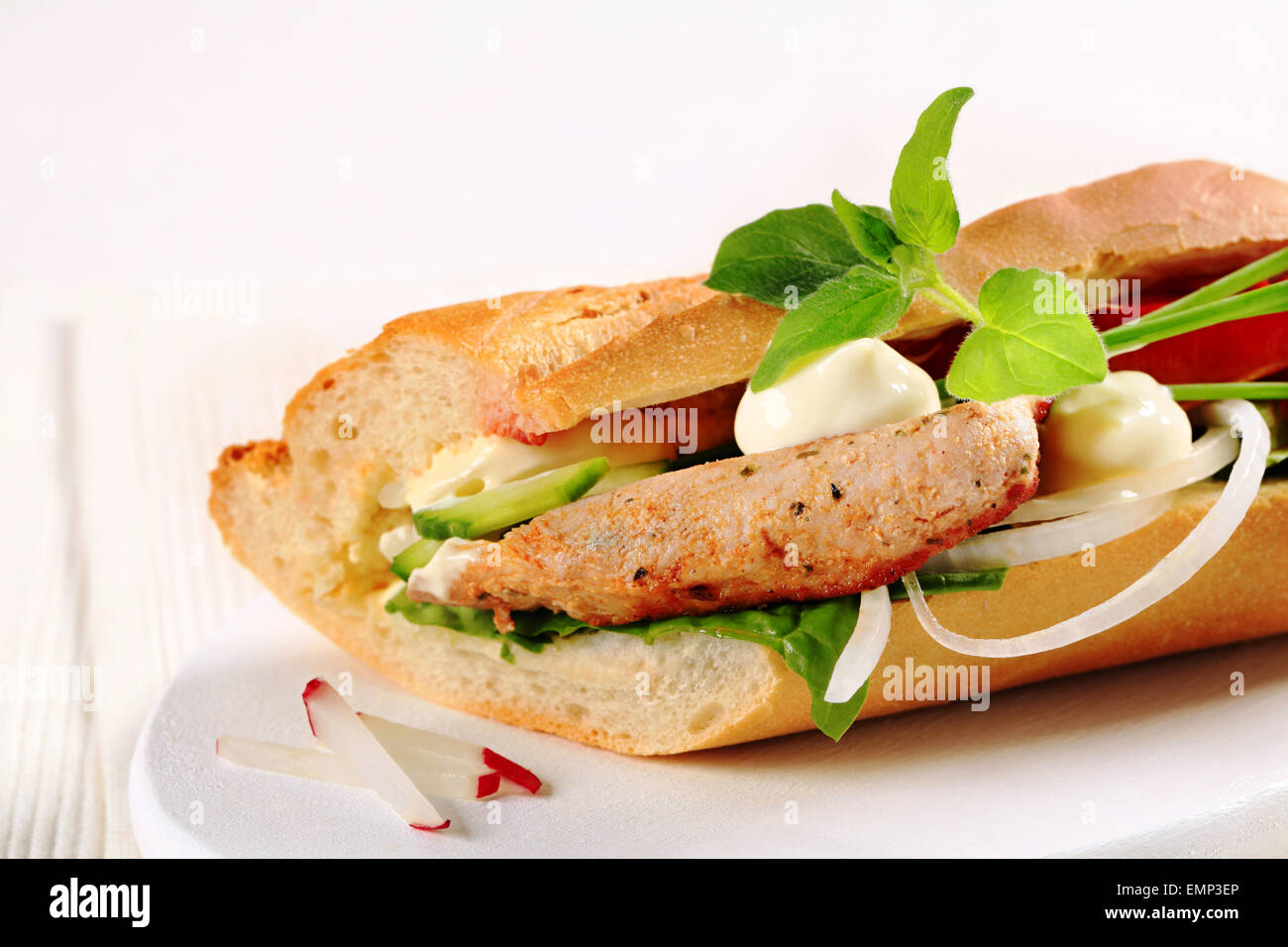 Grilled pork and vegetable sub sandwich Stock Photo - Alamy