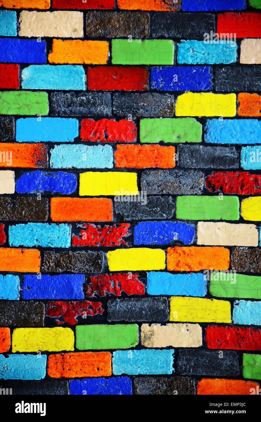 Colourful Brick Wall Background Stock Photo - Alamy