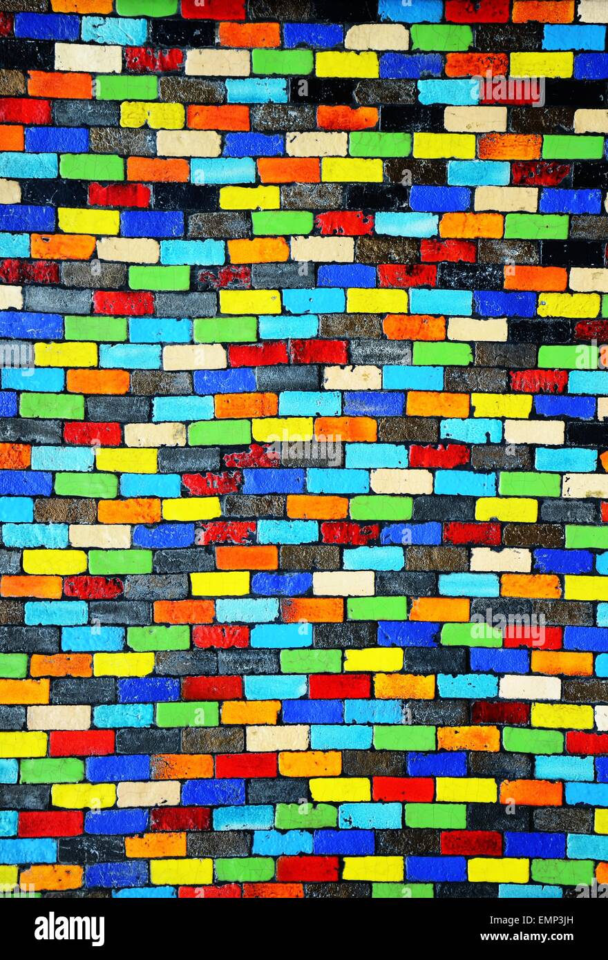 Colourful Brick Wall Background Stock Photo - Alamy
