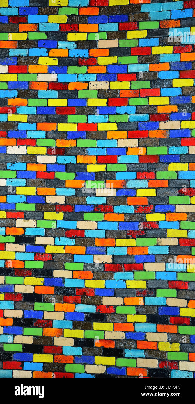 Colourful Brick Wall Background Stock Photo - Alamy