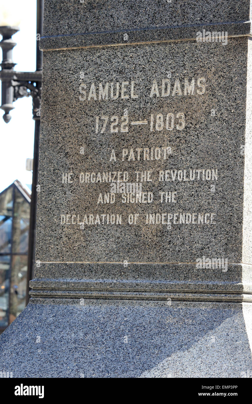 Boston Massachusetts Freedom Trail landmark Sam, Samuel Adams statue ...
