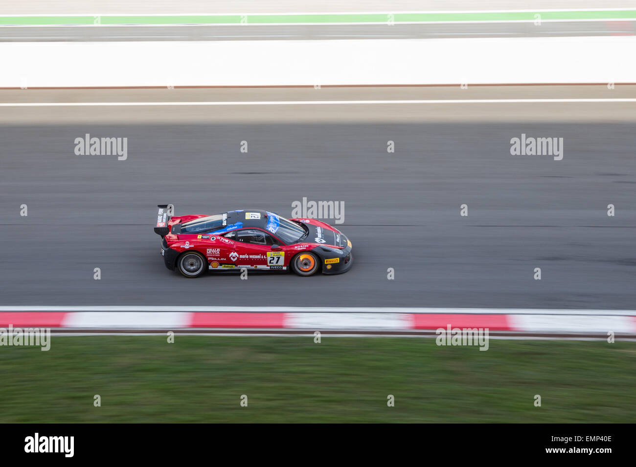 ISTANBUL, TURKEY - OCTOBER 25, 2014: Alessandro Vezzoni drives Ferrari ...