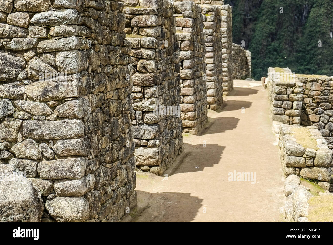 Stone walls of Machu Picchu Stock Photo - Alamy