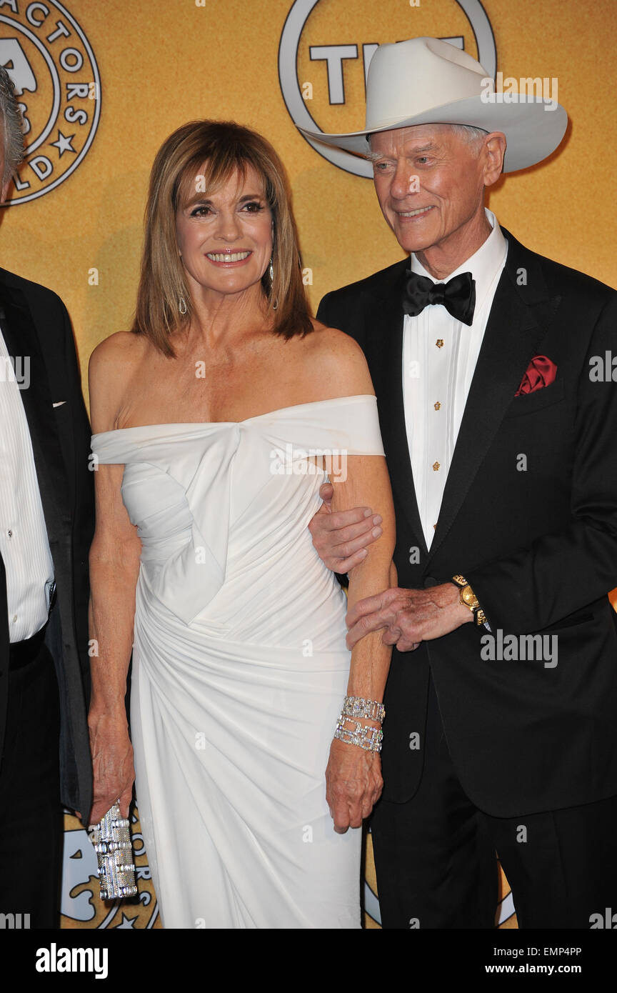 LOS ANGELES, CA - JANUARY 29, 2012: "Dallas" stars Larry Hagman & Linda ...
