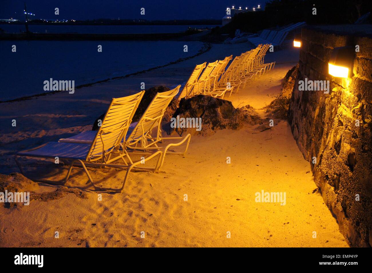 Night sand beach view, Bermuda Stock Photo - Alamy