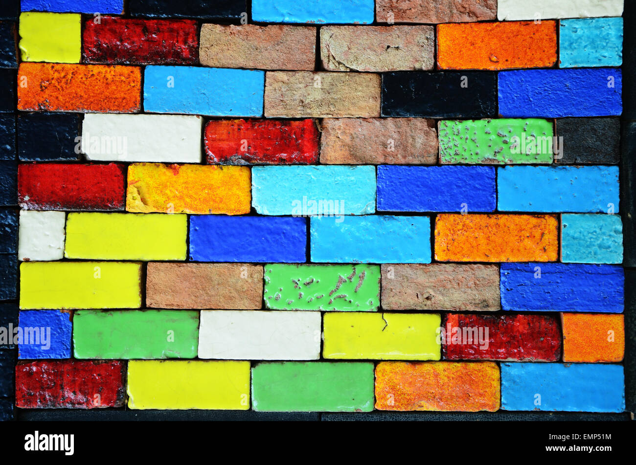 Colourful Brick Wall Background Stock Photo - Alamy