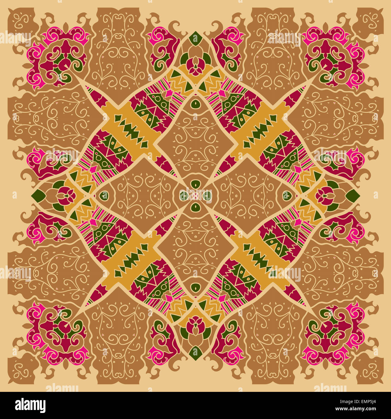 Oriental motif square lase pattern on the brown background, like ...