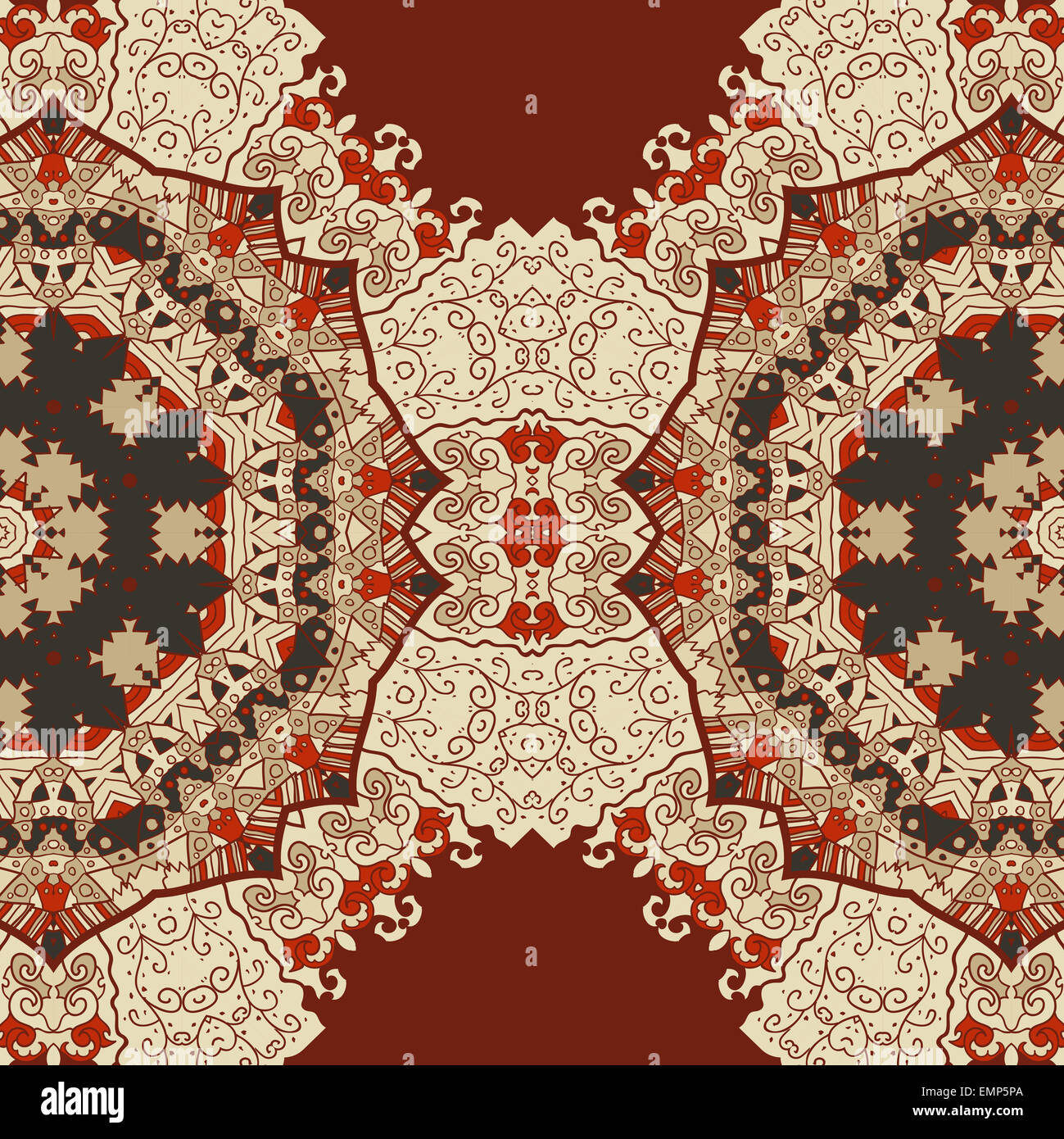 Oriental mandala motif half-round lase pattern on the yellow background ...