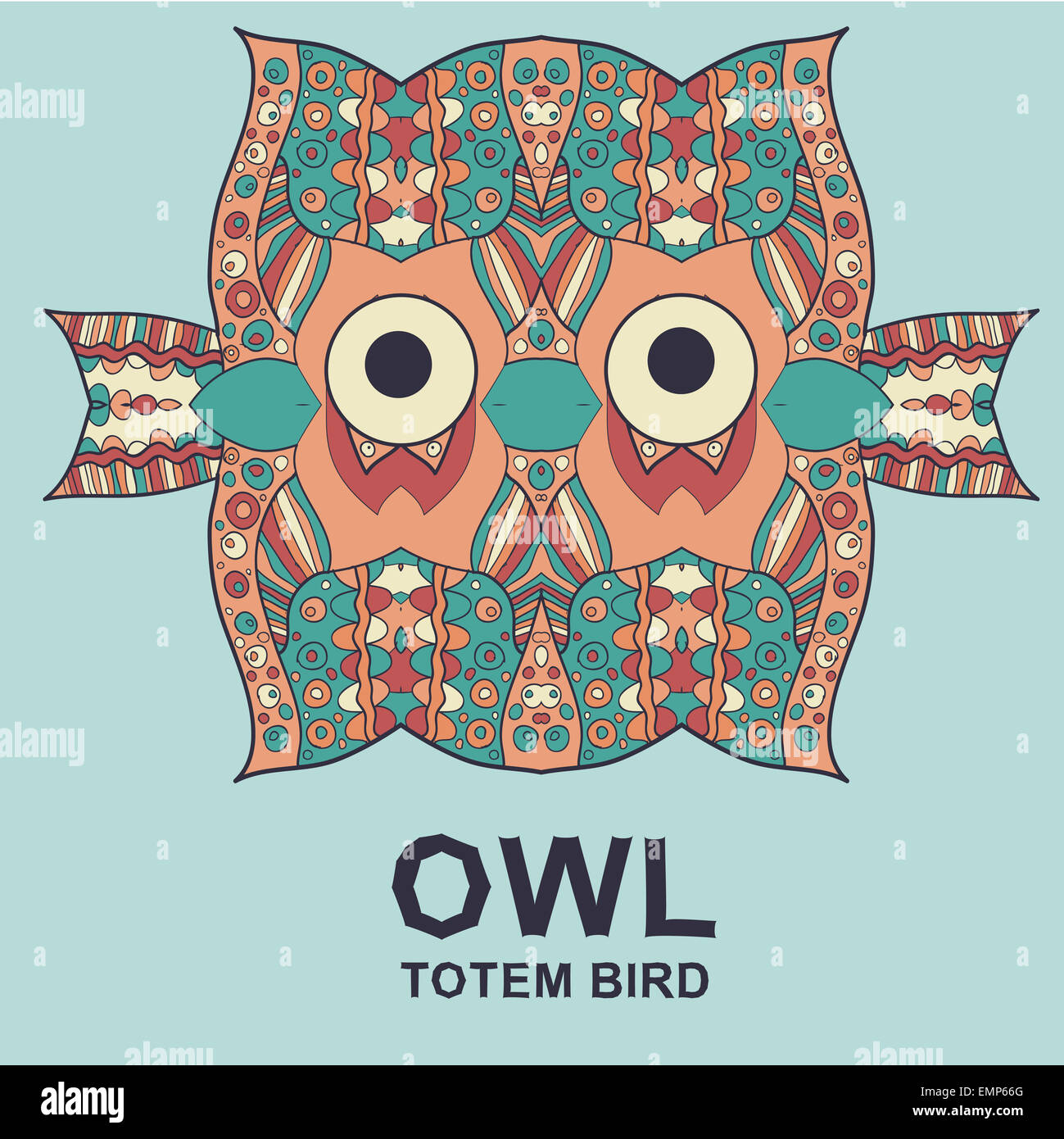 Vintage design with totem bird owl. Vector image Stock Photo - Alamy